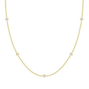 pavoi 14k yellow gold plated station necklace | simulated diamond by the yard necklace | womens cz chain necklace