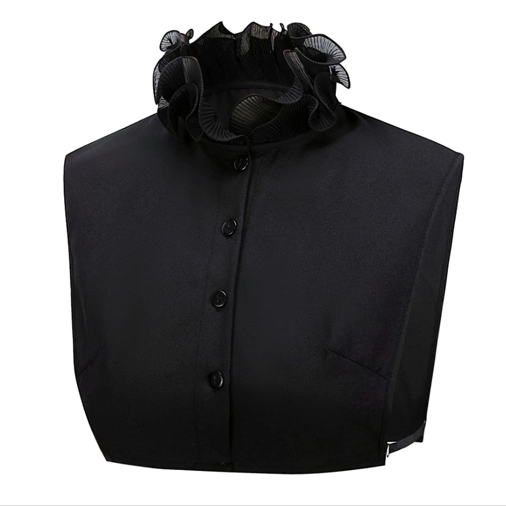 Elegtiskas Fake Collar Detachable Dickey Collar Half Shirt Blouse Collar Faux False Collar for Women Black