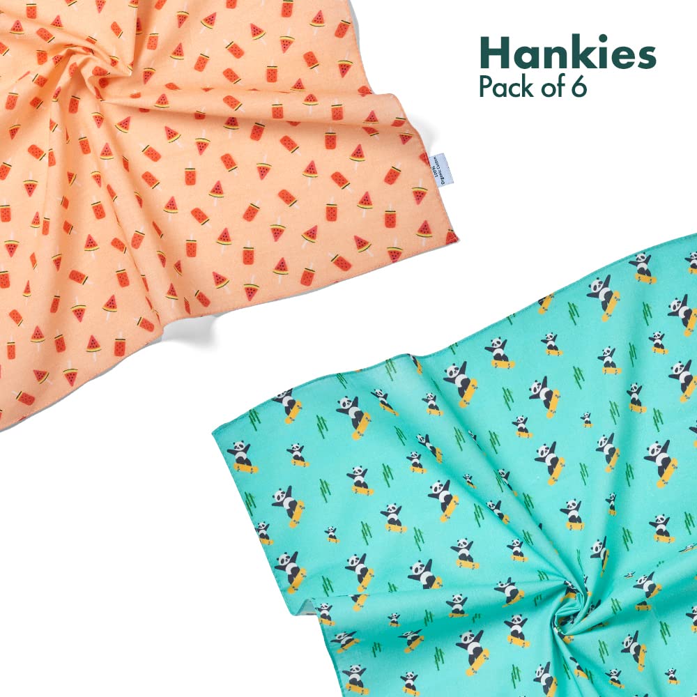 HexaFun 100% Pure Organic Cotton Unisex Handkerchief, Multi-color & Printed, Soft & Stylish