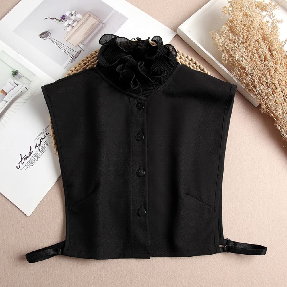 Elegtiskas Fake Collar Detachable Dickey Collar Half Shirt Blouse Collar Faux False Collar for Women Black