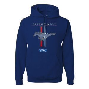 wild custom apparel ford mustang logo official licensed mens hoodies, royal blue, 2xl