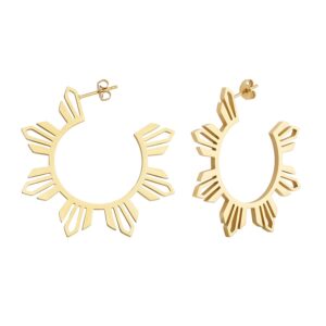 philippines sun hoop earrings, pinoy pride jewelry, (gold open hoop)