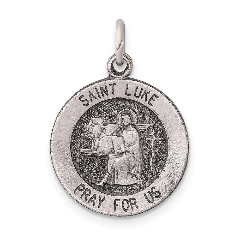 Sterling Silver Antiqued Saint Luke Medal QQC5698