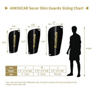 AIMISICAR Kids Youth Soccer Shin Guards, Shin Pads and Shin Guard Sleeves for 3-15 Years Old Boys and Girls for Football Games, EVA Cushion Protection Reduce Shocks and Injuries