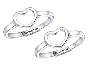 yuoto matching friendship rings for 2 best friends,engraved heart ring for women personalized,cute pinky bff rings for 2 teen girls sterling silver,promise rings for besties forever