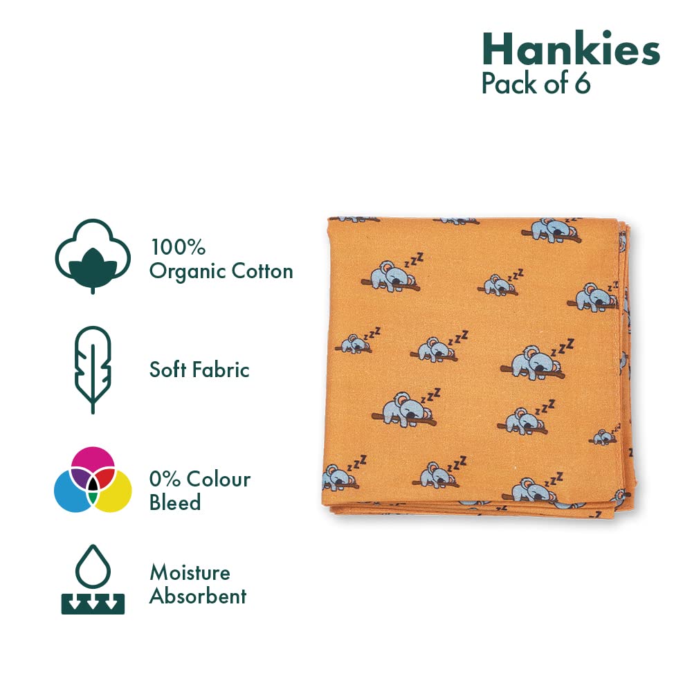 HexaFun 100% Pure Organic Cotton Unisex Handkerchief, Multi-color & Printed, Soft & Stylish