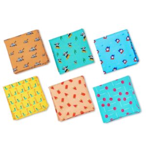 hexafun 100% pure organic cotton unisex handkerchief, multi-color & printed, soft & stylish