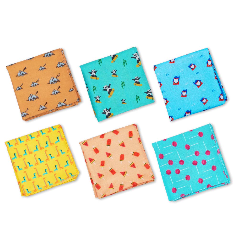 HexaFun 100% Pure Organic Cotton Unisex Handkerchief, Multi-color & Printed, Soft & Stylish