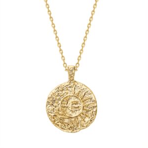 pavoi womens 14k gold plated ‚Äì yellow gold engraved coin pendant with necklace