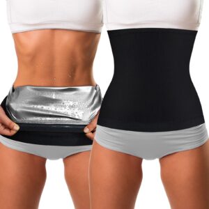 geyoga waist trimmer sweat waist trainer wrap stomach wraps for women bodybuilding (silver inner,xxl)