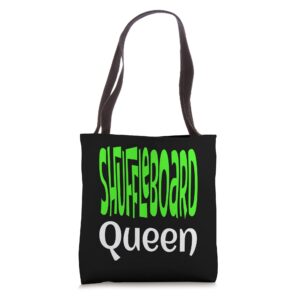 funny shuffleboard queen shirt game player lover couple gift tote bag