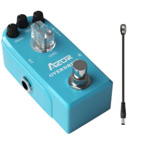 azor overdrive guitar effect pedal vintage effect drive high/low 3 modes mini pedal with guitar pedal power cable,9v battery clip converter power cable