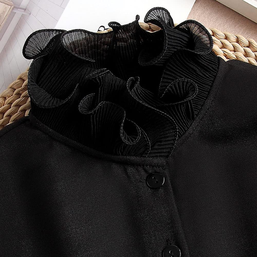 Elegtiskas Fake Collar Detachable Dickey Collar Half Shirt Blouse Collar Faux False Collar for Women Black