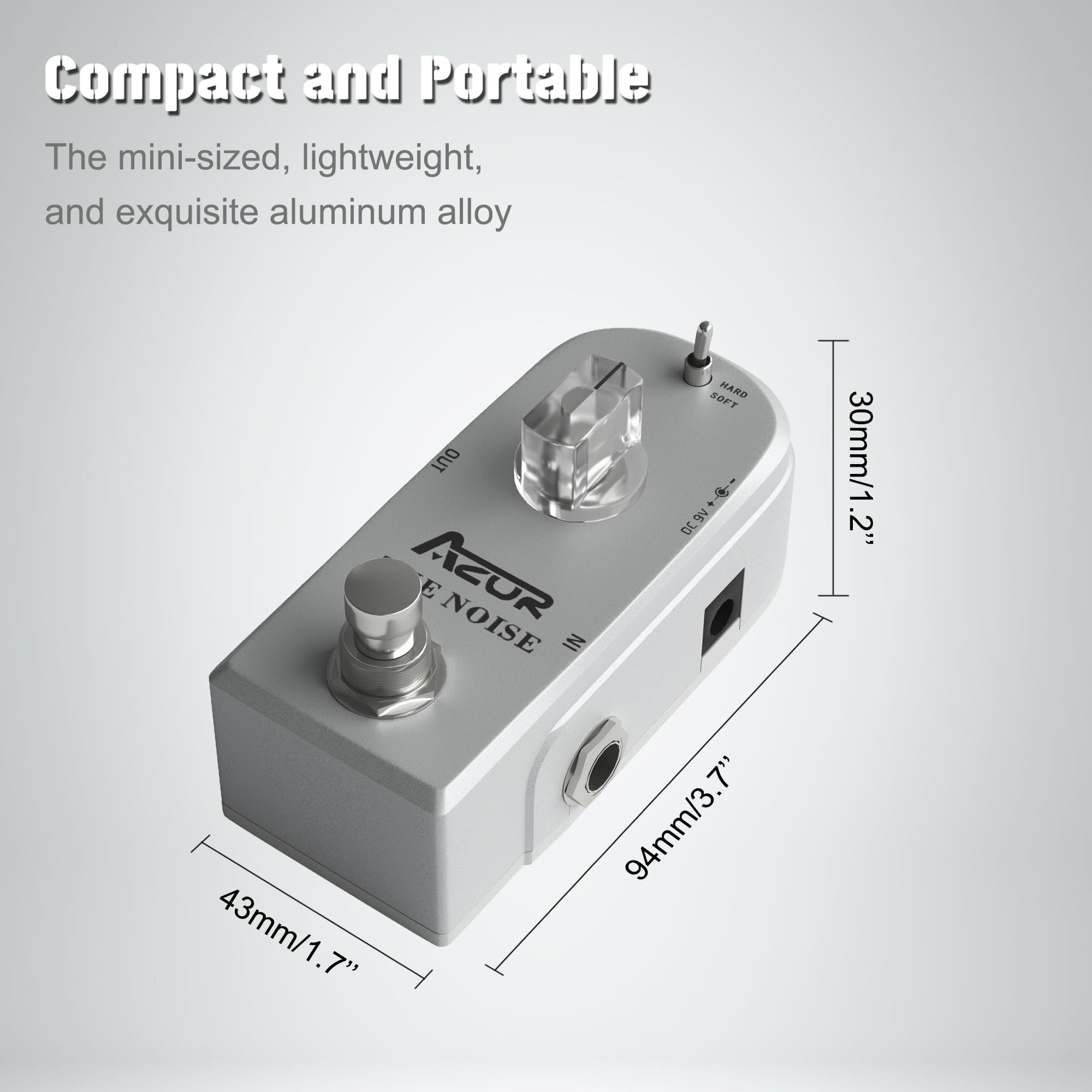 AZOR Noise Gate Pedal, Guitar Noise Killer Pedals Suppressor Effect 2 Modes with Guitar Pedal Power Cable,9V Battery Clip Converter Power Cable