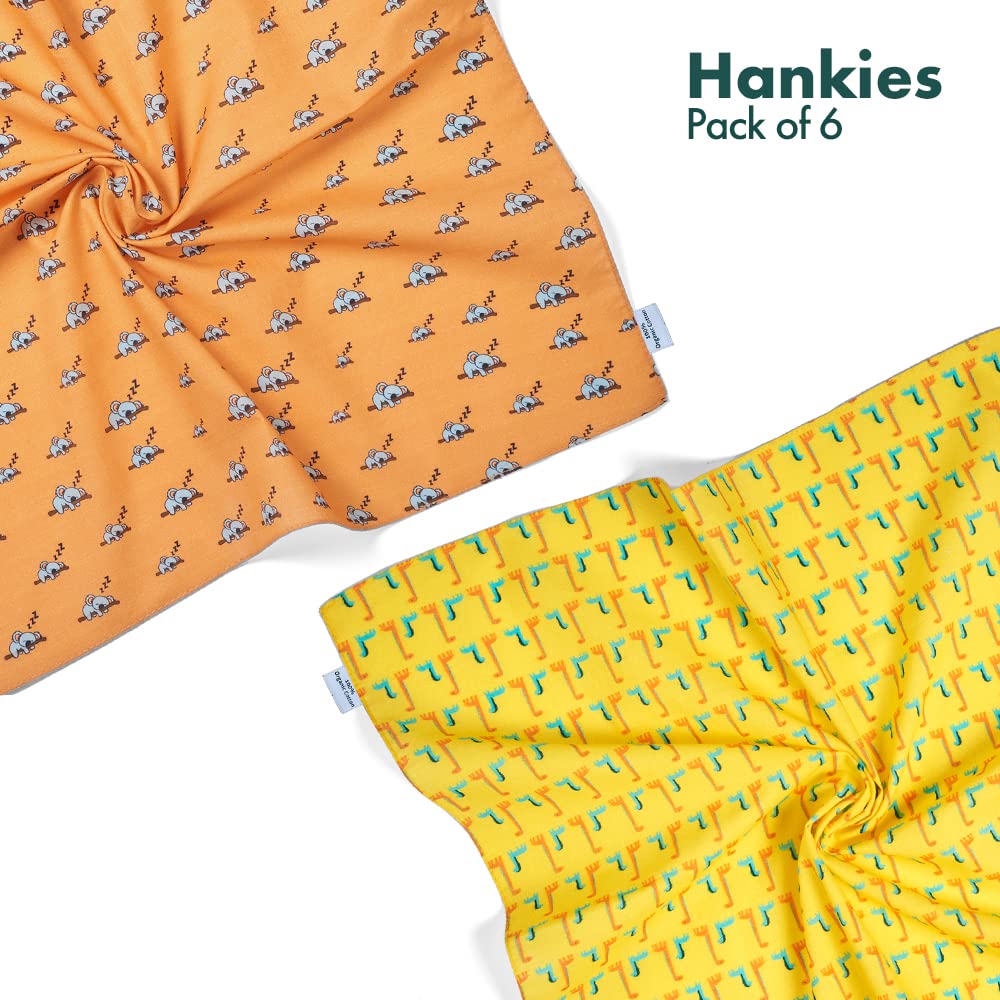 HexaFun 100% Pure Organic Cotton Unisex Handkerchief, Multi-color & Printed, Soft & Stylish