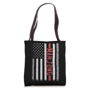 mahjong american flag 4th of july board game player tote bag