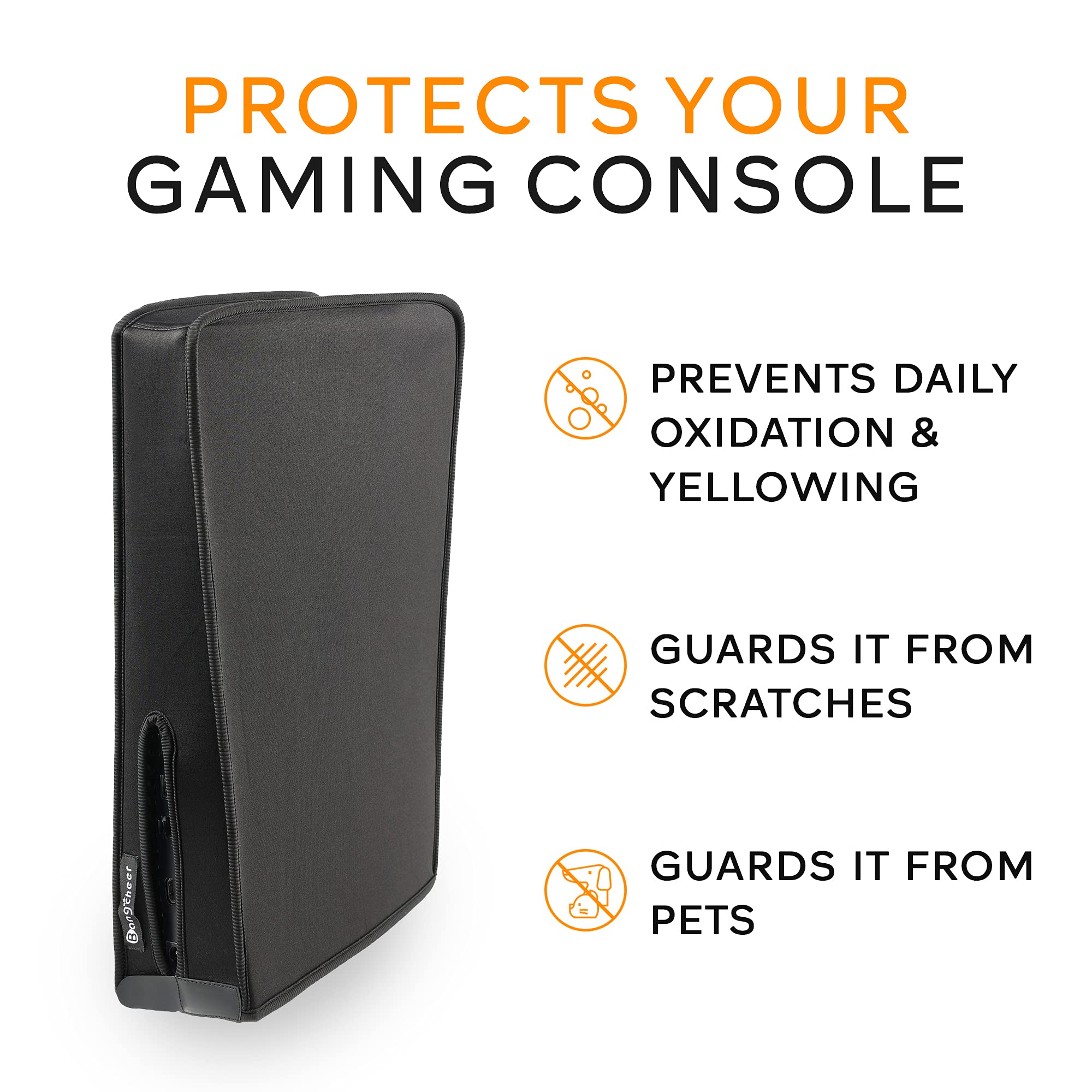 PS5 Cover Protection Against Scratches and Dust, Compatible with Regular and Digital PS5 Console, Black - Bangcheer