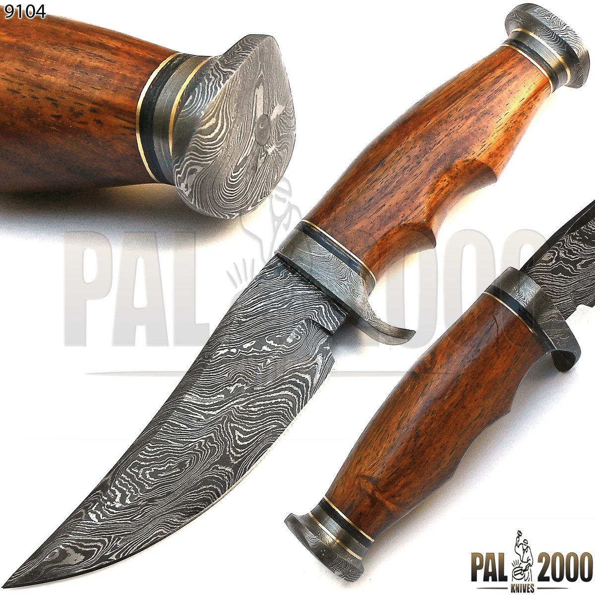 PAL 2000 HUNTING KNIVES HUN-9104 Custom Knife Handmade Damascus Steel Knife With Sheath