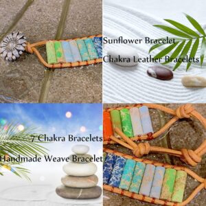 Reaowazo 7 Chakra Bracelets for Women Boho Handmade Wrap Bracelets Leather Healing Stone Bracelet Friendship Jewelry Gifts Flower