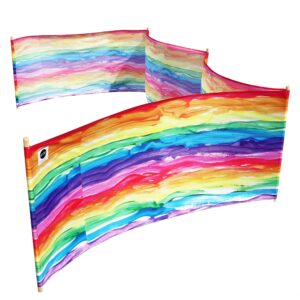 erda watercolor rainbow pro beach recycled polyester rip-stop 20 ft lightweight windscreen, privacy screen, wind blocker, free matching shoulder bag