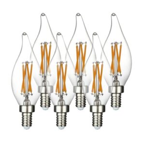 amdtu led light bulbs 40 watt equivalent e12, 4w 2700k warm white 400lm dimmable ca10 chandelier light bulbs, high brightness candelabra light bulbs, ca11 clear flame tip light bulbs for chandelier