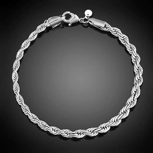 Goodilest Bracelets for Women, Womens 925 Sterling Silver Twist Bangle Cuff Charm Bracelet Clasp Party Jewelry, Multicolor