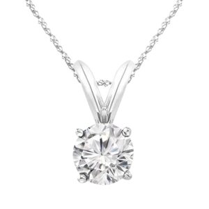 2 carat 14k platinum igi certified lab-grown round cut 4 prong diamond pendant necklace + 16" 14k gold chain luxury collection (d-e color, vs1-vs2 clarity)