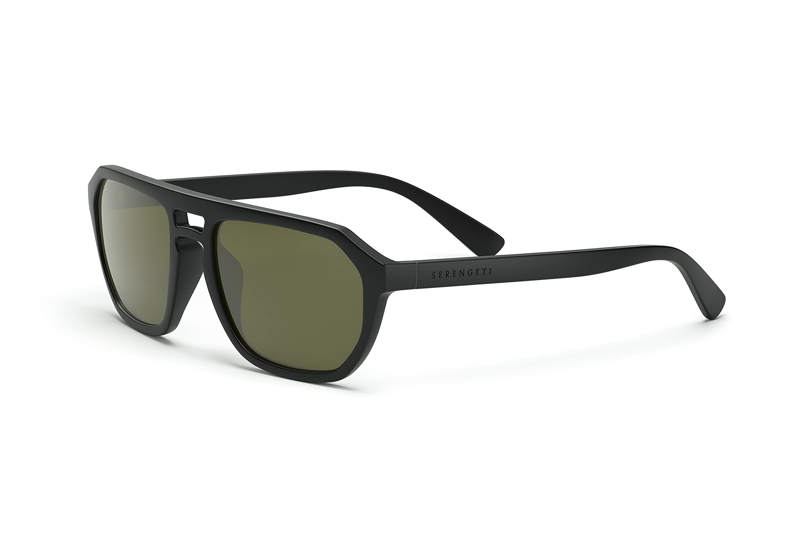 Serengeti Men's Bellemon Oval Sunglasses, Matte Black, Medium