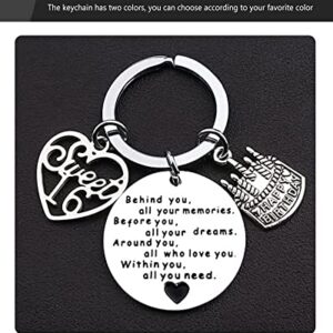 Yangling Sweet 16 Keychain,Sweet Sixteen Birthday Jewelry Gift Happy Birthday Keychain Inspirational Gifts For Girls Boys Birthday, Silver, Small