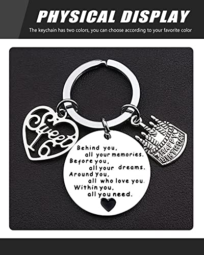 Yangling Sweet 16 Keychain,Sweet Sixteen Birthday Jewelry Gift Happy Birthday Keychain Inspirational Gifts For Girls Boys Birthday, Silver, Small