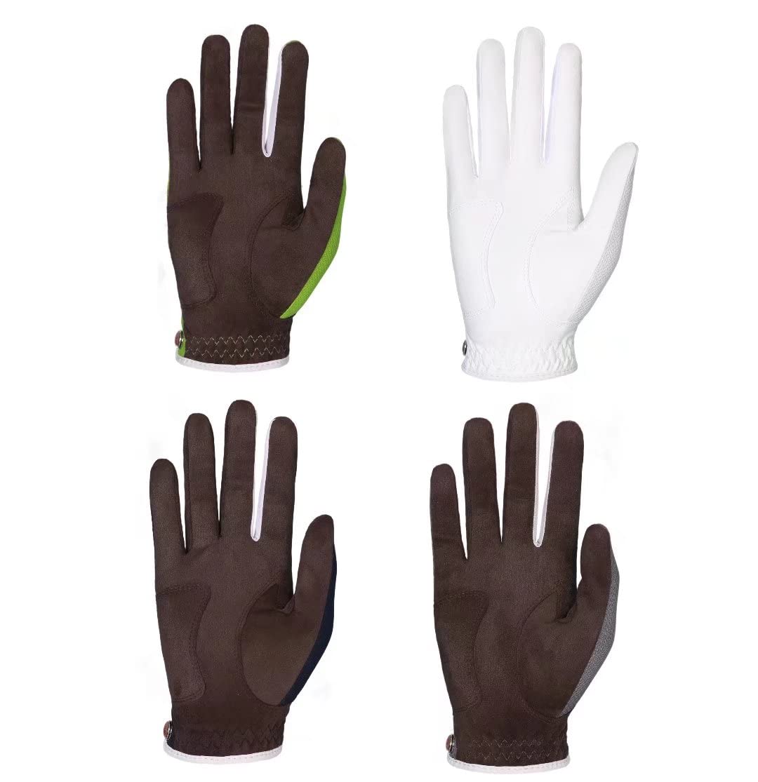 SIMPLE SYMBOL Men's RainGrip Golf Glove Four Pack(One White+One Navy Blue+One Green+One Grey) Four Color Combinations,Each Color one,Hot Wet Weather Comfort, Left Hand Right Hand(S,Right)