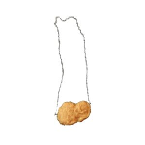 simulation 3d fried chicken pendant y-style necklace funny vivid food chicken legs wings necklace resin drumstick creative barbecue shaped jewelry for women party jewelry-nuggets