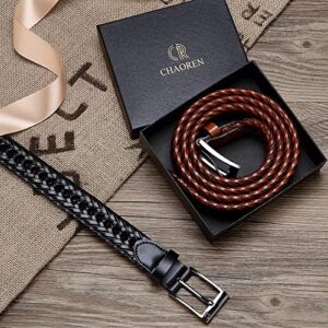 CHAOREN Leather Braided Belts Men - 1 1/8" Mens Casual Woven Leather Belt - Belt Men