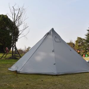 4 Person Tent Ultralight 15D Nylon Teepee Hot Tent with Fire Retardant Stove Jack for Flue Pipes with 2 Doors Snow Skirt