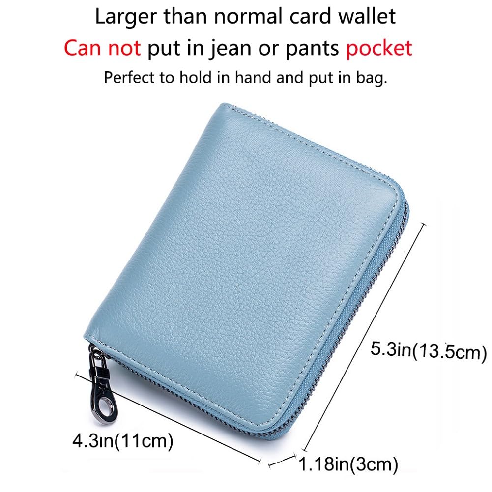 EASTNIGHTS Genuine Leather Credit Card Holder Case RFID Card Wallet Travel Passport Wallet (blue)