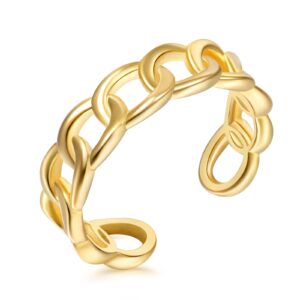 ykylhsyxr chain link rings,trendy cuban link ring, minimalist figaro link ring, personality anchor link ring, open adjustable size with jewelry box for women men