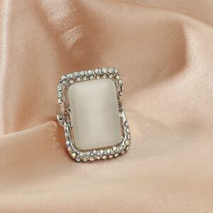 Retro Big Rectangle Statement Ring for Women Girls Silver Plated Cubic Zirconia Geometric Band Rings Comfort Fit CZ Engagement Wedding Mother's Day Christmas Holiday Prom Jewelry Gifts for Mom Lover