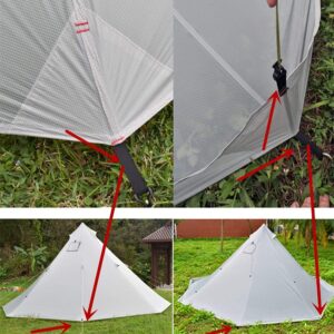 4 Person Tent Ultralight 15D Nylon Teepee Hot Tent with Fire Retardant Stove Jack for Flue Pipes with 2 Doors Snow Skirt