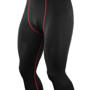 NELEUS Men's 3 Pack Running Capri Leggings Athletic Compression Short,6057,Black,red and Grey Stripe,3XL