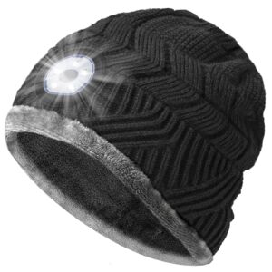 rechargeable led beanie hat with headlamp - winter running camping gifts for men women kids