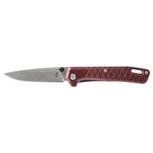 gerber gear zilch folding pocket knife, 3.1 inch plain edge blade, drab red