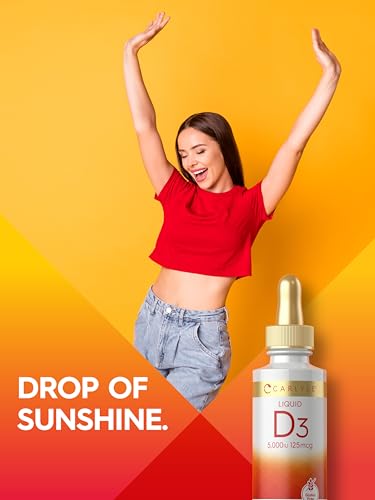 Carlyle Liquid Vitamin D3 | 5000 IU (125 mcg) | 2 oz | Vegetarian, Non-GMO, and Gluten Free Supplement | Vitamin D Liquid Drops for Adults