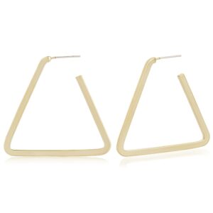 leekoo, geometric big hollow triangle matte gold plated drop dangle earrings jewelry for women girls