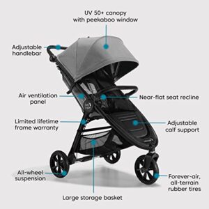 Baby Jogger City Mini GT2 All-Terrain, Lightweight Stroller with Forever Air Tires, One-Hand Fold, and All-Wheel Suspension, Pike Exclusive includes Belly Bar, Leatherette Handlebar, & Premium Fabric