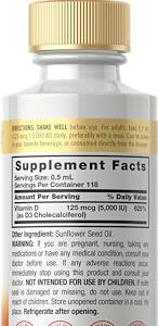 Carlyle Liquid Vitamin D3 | 5000 IU (125 mcg) | 2 oz | Vegetarian, Non-GMO, and Gluten Free Supplement | Vitamin D Liquid Drops for Adults