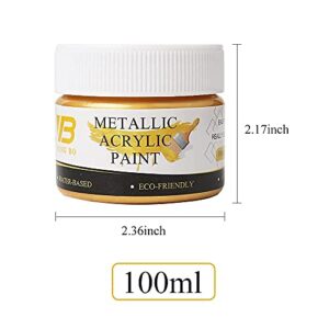 YongBo Metallic Gold Acrylic Paint, 100ml Gold Paint, Gold Leaf Paint for Metal, Wood, Headstone, Painting, Non Toxic Non Fading