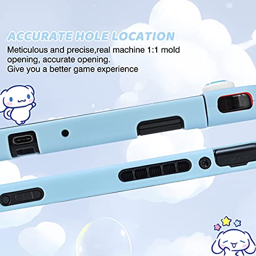 DLseego Dockable Protective Case for Switch, Newest Pattern Cover with Anti-Scratch and Shock-Absorption Design Hard Cover with 2 pcs Thumb Grips –Blue Rabbit