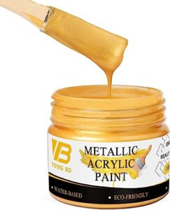 yongbo metallic gold acrylic paint, 100ml gold paint, gold leaf paint for metal, wood, headstone, painting, non toxic non fading