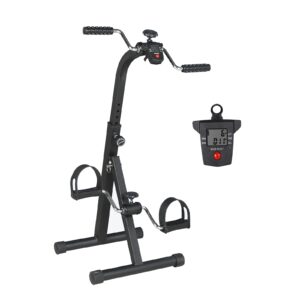 vivijason pedal exerciser - bike hand arm leg and knee exercise peddler for seniors, elderly - indoor adjustable fitness equipment for total body - nonslip base-built-in electronic display