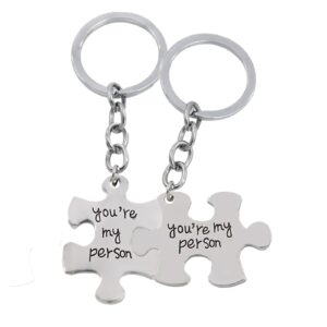 kapitomanio 2 pcs you're my person matching keychains, jigsaw puzzle keychain for her him keychain jewelry set for boyfriend girlfriend birthday anniversary christmas valentines day gifts